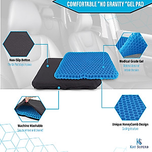 Kays Gel Seat Cushion, Seat Pad, Seat Pillow, Wheelchair pad and Long Sitting Cushion, Breathable and Cooling Cushion