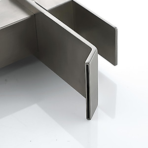 Poumao Waterfall Bathroom Faucet Bathroom Sink Faucet Brushed Nickel Single Handle Vanity Lavatory Faucets with Deck Plate for 1 or 3 Holes