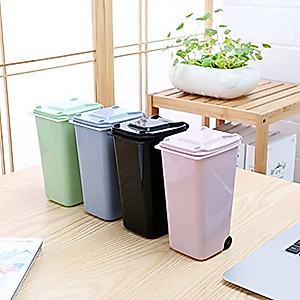 TOYMYTOY 4Pack Mini Wastebasket Set,Desk Trash Can with Lid Desktop Garbage Organizer Storage Bin Pen Pencil Cup Holder Office Supplies