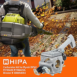 Hipa RY08420 Carburetor for Ryobi BP42 RY08420A RY42BPEMC RY42WB Backpack Leaf Blower 308054093 900777005 308054079 Carb
