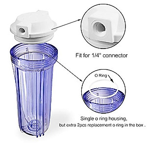 Geekpure 10 Inch Reverse Osmosis Water Filter Housing for RO Filtration System -1/4" Port-2.5" x 10"-Clear