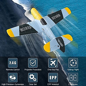 Mostop RC Plane 3 Channel Remote Control Airplane Fighter, BF-109 RC Plane Ready to Fly, Stunt Flying Upside Down Easy to Fly for Beginners,Two Rechargeable Power RC Glider Aircraft Plane…