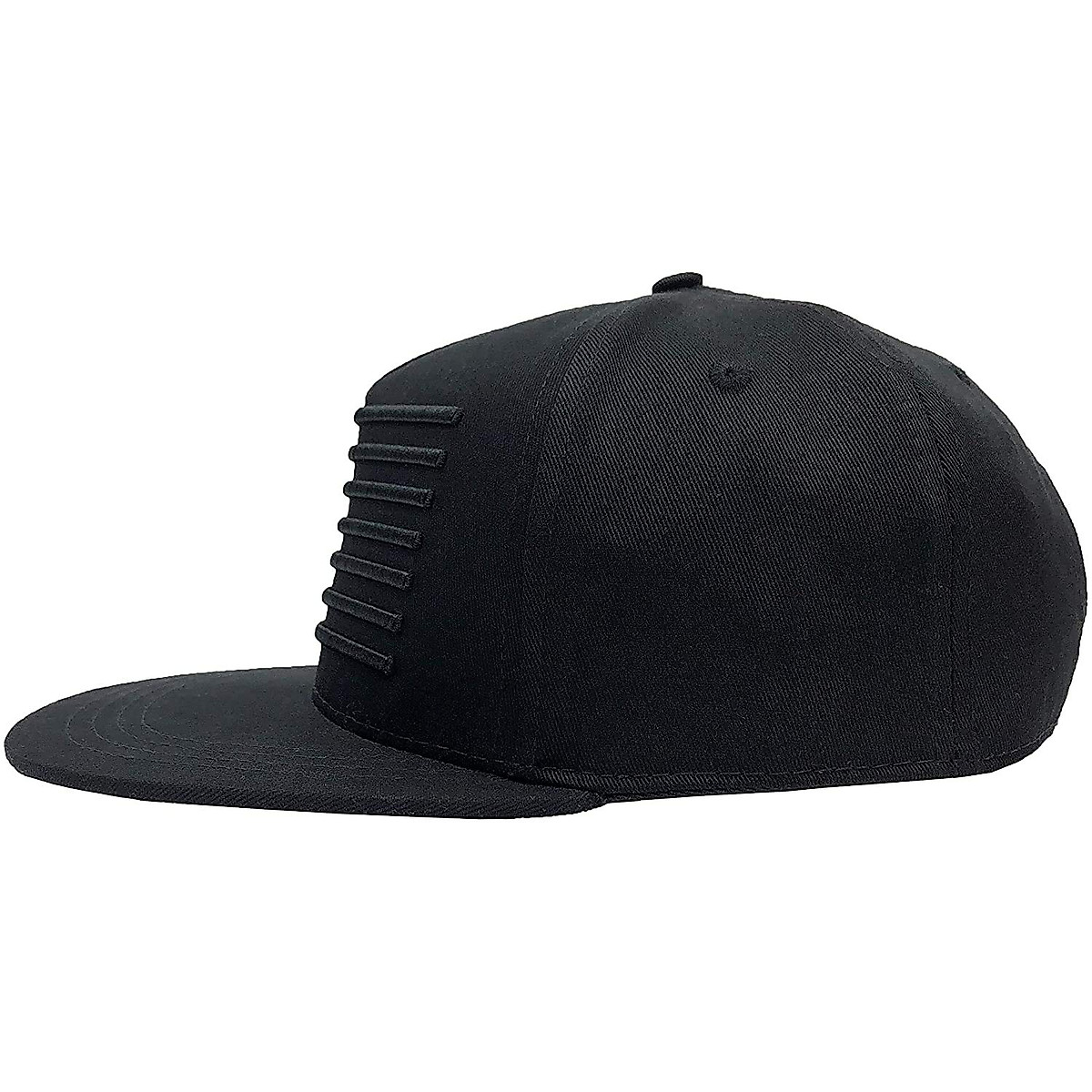 Uphily Black USA American Flag Flat Brim Bill Hat High Profile Patriotic Snapback Baseball Cap for Men or Women