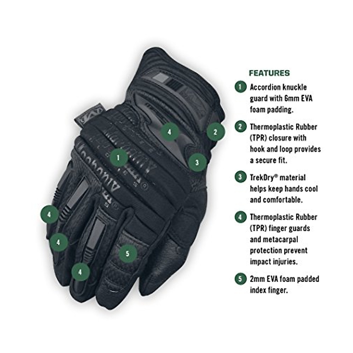 Mechanix Wear: M-Pact 2 Covert Tactical Work Gloves (Large, All Black)