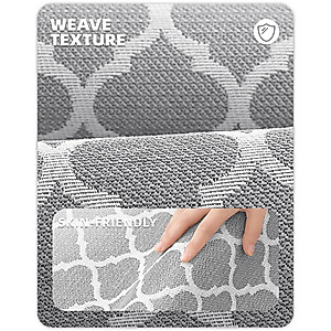 Color G Kitchen Rugs Mats Sets of 2, Non Skid Washable Kitchen Runner Rug for Floor, Front of Sink, Laundry Room, Non Slip Absorbent Rug and Mat Set, 17"x29"+17"x59", Grey