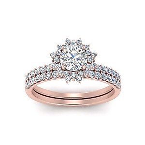 SISGEM 10K 14K 18K Solid Gold Engagement Rings Sets for Women,Round Cut Moissanite Rings Wedding Engagement Anniversary Promise Bridal Sets Bands with Engraved Name (18K Real Gold)