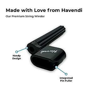 HAVENDI® Premium string winder with 3 picks and guitar cleaning cloth | string spindle for faster string changing. Acoustic guitar, acoustic guitar, classical guitar and electric guitar.
