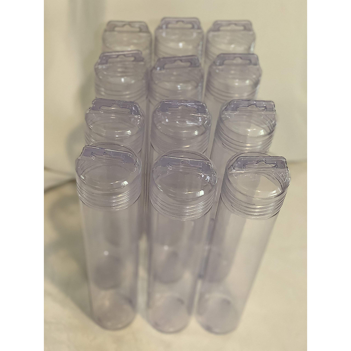 Plastic Clear Tubes Extra Large Containers Storage Shipping Organizing 12 pcs Transparent with Caps