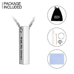 abooxiu Cube Urn Necklace for Ashes Cremation Jewelry/Keychain for Ashes Stainless Steel Memorial Keepsake Pendant for Men Women Pets- With Me Always