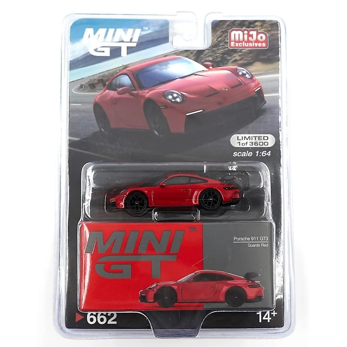 True Scale Miniatures Model Car Compatible with Porsche 911 (992) GT3 Guards Red 1/64 Diecast Model Car MGT00662