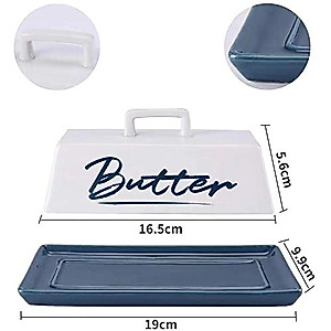 Butter Dish, Ceramic Butter Dish with lid Butter dish with Tray and Deluxe Butter Keeper Polished Ceramic Butter Holder (DM)