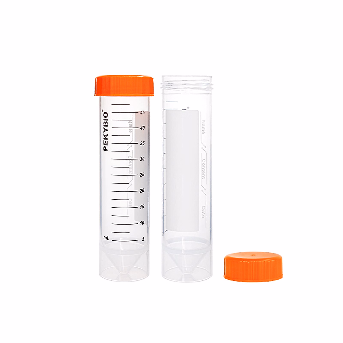 PEKYBIO 50ml Centrifuge Tubes Self-Standing Sterile Plastic Graduated Test Tube with Screw Cap, Pack of 25