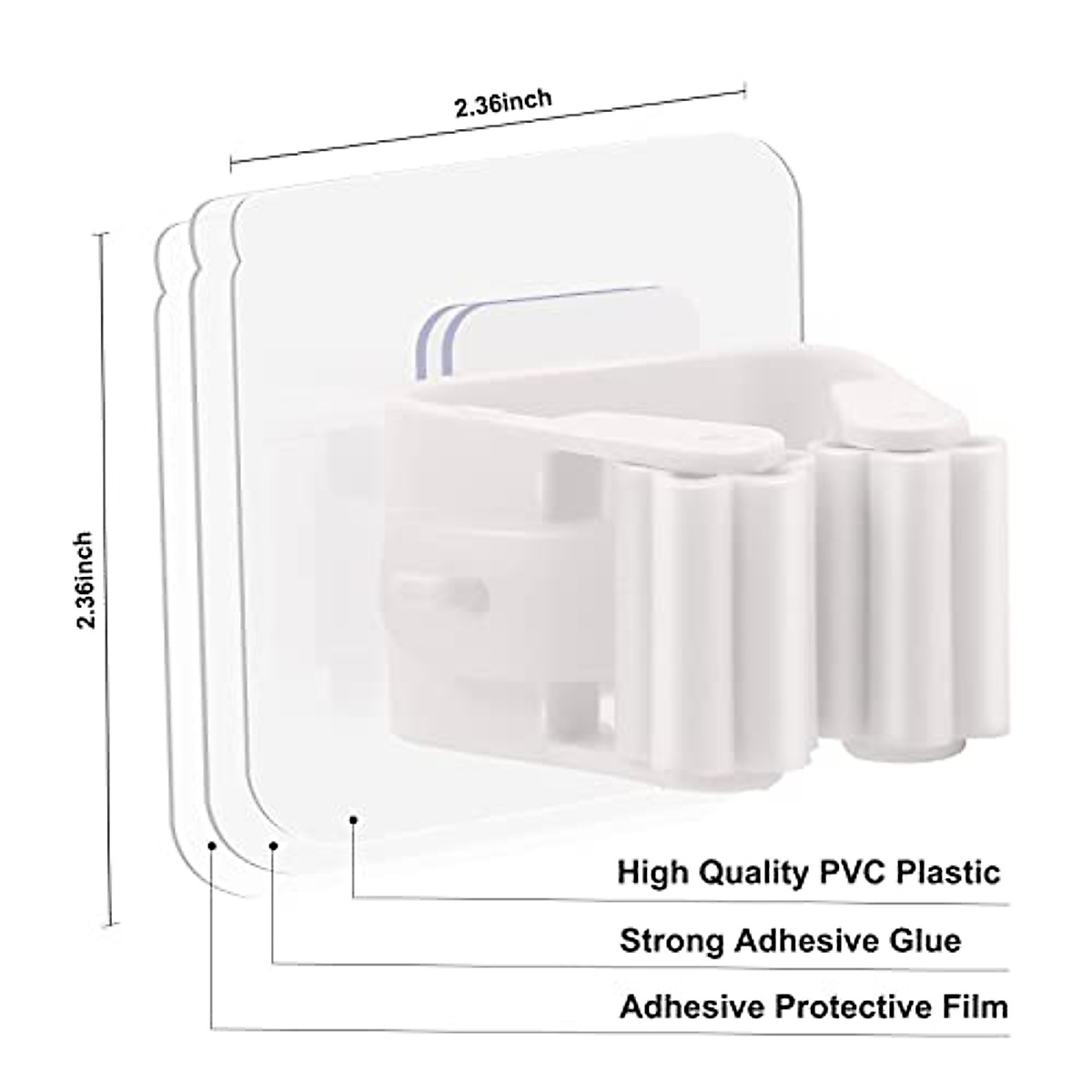 8PCS Broom Holder Wall Mount, Self Adhesive No Drilling Anti-Slip Mop and Broom Holder Organizer Hanger Wall Mount, Broom Gripper and Mop Holder Wall Mounted for Home Garden Garage Storage