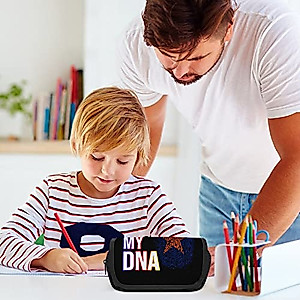 It's in My DNA Arizona State Flag Large Capacity Pencil Case Multi-Slot Pencil Bag Portable Pen Storage Pouch with Zipper