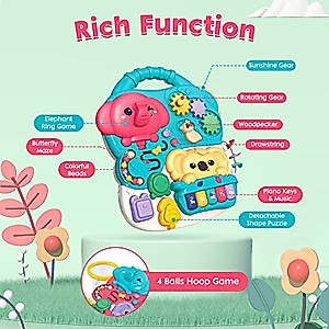 Baby Sit-to-Stand Walker,Toddler Entertainment Table Activity Center Early Perschool Education Toy,Baby Push Walker for Boy Girl 10 Months +