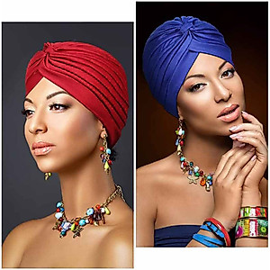 20 Pieces Stretchy Turban Cap Twisted Head Wraps Chemo India's Hat Head Cover for Women Girl Multicolor