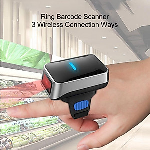 Zyyini Wearable Ring Barcode Scanner, 1D 2D QR Hands Mini Finger Bar Code Reader with 2.4G, USB Wired and BT4.2, for Laptops, PCs, POS, Smartphones, Tablets