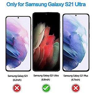 YWXTW [2 Pack] Privacy Support Fingerprint Unlock Screen Protector for Samsung Galaxy S21 Ultra,Tempered Glass HD Anti-Scratch Screen Protector 3D Curved Edge Easy Install Case Friendly