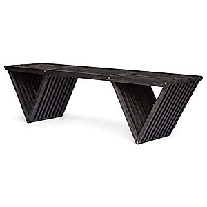 Christopher Knight Home Esme Outdoor Acacia Wood Bench, Dark Gray Finish