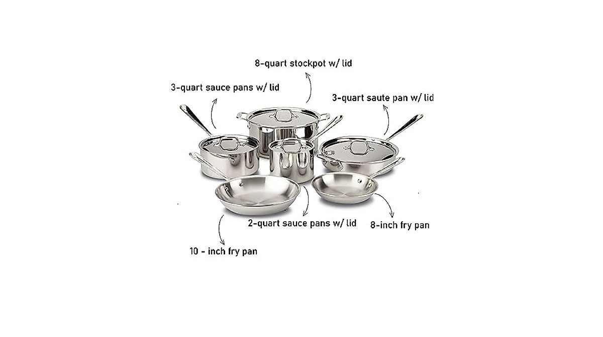 All-Clad D3 10-Piece Stainless Steel Cookware Set
