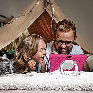 JREN Kids Tablet, 10" Tablet for Kids,IPS HD Display 1280 X 800, RAM 4GB and 64GB Storage, Google Family Link Kids Space Pre-Installed, YouTube,Ages 6-12,Color Pink