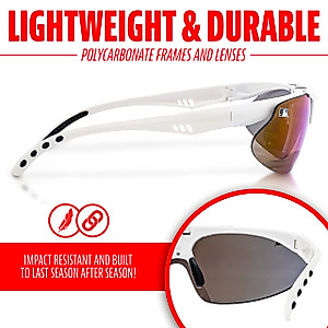 Franklin Sports Oval MLB WHT DLX FLIP-UP Sunglasses, White, 147mm