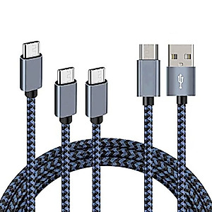Type C USB Cable, 3 Pcs 3FT Nylon Braided USB C Cable, USB-A to USB-C Type C Charging Cable Fast Charge Cord Compatible LG V30 G6 G5 V20 (1M)