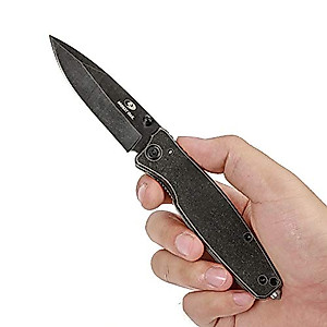 Mossy Oak Folding Pocket Knife - 7 inch EDC Stainless Steel Drop Point Blade Knife - Multi-Functional Tool with Bottle Opener - Liner Lock Handle (Black Stone Wash)