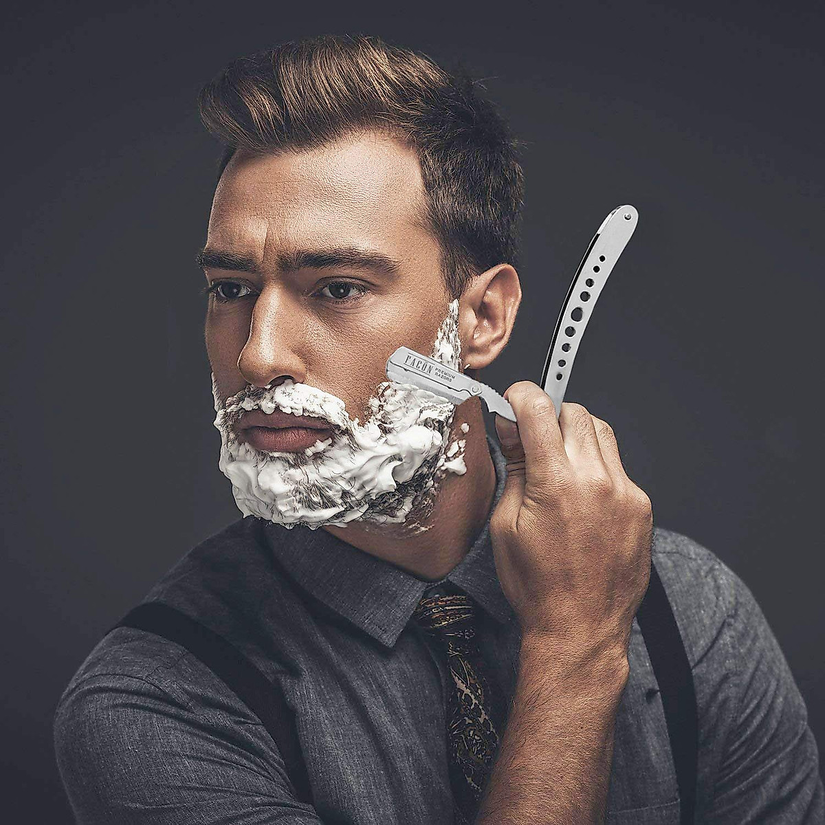 100 BLADES + Facón Classic Professional Straight Edge Barber Razor - Salon Quality Cut Throat Shavette