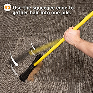 FURemover Pet Hair Removal Broom and Lint Brush Combo with Squeegee and Telescoping Handle That Extends from 3-5', Lint Brush Colors May Vary