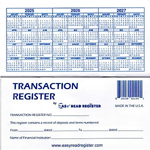 12 Check registers for Personal Checkbook - Checkbook Ledger Transaction Registers Log for Personal or Business Bank Checking Account, Saving Account, Deposit, Credit Card, and Large Booklet