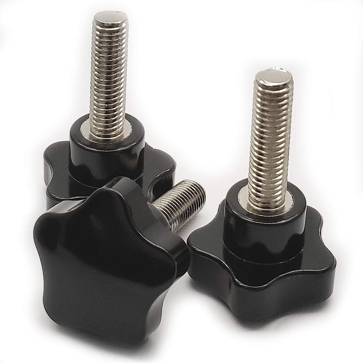 M10 x 35mm Star Shape Screw Knobs ，5-Star Stud， Tightening Screw Grip Handheld for Machine Tool，Pack of 5