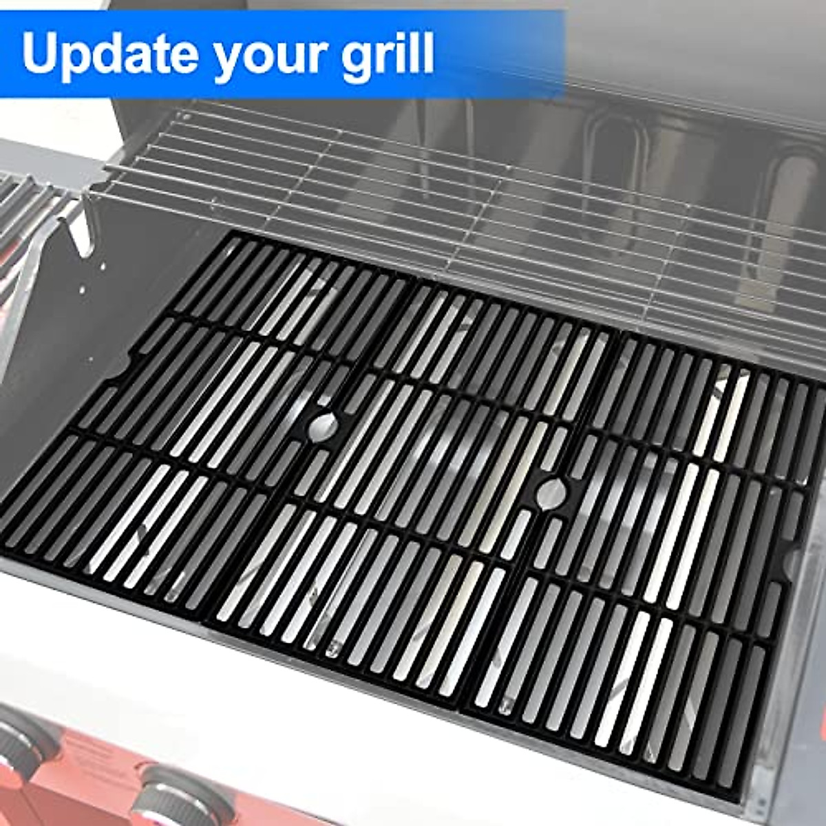 GGC 16 7/8" Grill Grates Replacement for Charbroil 463420508, 463420509, 463420511, 463436213, 463436214, 463440109, 463441312, Master Chef, Thermos and Backyard, 3 PCS 16 7/8 x 9 5/16 Cooking Grids