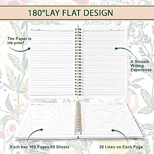 Spiral Notebook - 3 Pack A5 Lined Spiral Notebook, 5.7" x 8.4", 3 x 160 Pages, College Ruled Notebook, Spiral Notebook with Thick Paper, Back Pocket, Round Corner, Notebooks for Office & School & Home