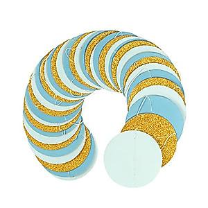 Light-Dusty Blue Gold Party-Decorations Garland - 52Ft Birthday Baby Bridal Shower Wedding Paper Banner Streamers,Bachelorette Engagement Decor Panduola