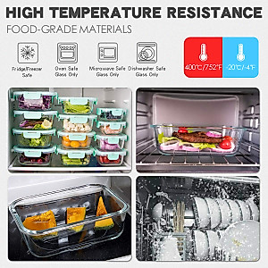 8 Pack Glass Food Storage Containers, Airtight Meal Prep Containers with Lids BPA Free, Stackable & Leak Proof Boxes for Lunch, Freezer to Microwave Oven Safe (8 Lids + 8 Bowls)