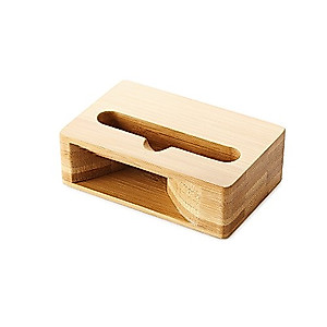 Cell Phone Stand Amplifier, Fanshu Desktop Mobile Phone Holder, Universal Portable Wood Cellphone Dock on Desk Bamboo Bed Stand Mount Cradle for Phone Under 5.5 Inches