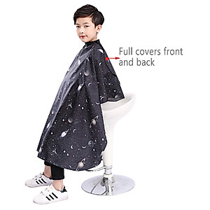 PERFEHAIR Kids Haircut Barber Cape Cover for Hair Cutting,Styling and Shampoo, for Boys - Black Space Printing