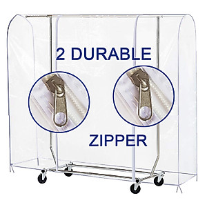 Ruibo Clear Garment Rack Cover Dustproof Clothes Rack Cover With 2 Durable Zipper/Clothing Waterproof Protector (L:71x20x60 inch), Ethylene Vinyl Acetate
