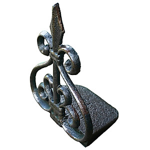 Lulu Decor, Cast Iron Fleur De Lis Door Stop, Door Stopper (LB15BK1)