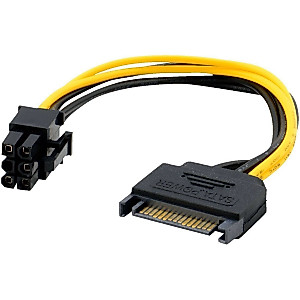 CHIBI 8-Inch SATA 15-Pin to 6-Pin PCI Express Card Power Adapter Cable (5 Pack)