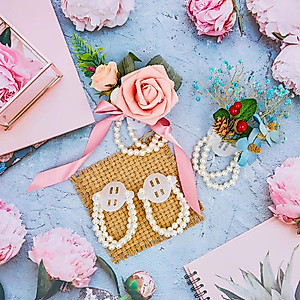 Hicarer 32 Pieces Corsage Wristlet Bracelet Wrist Corsage Prom Elastic Pearl Bands Wedding Corsages Pearl Bracelet Wedding Wristlets DIY Wrist Corsages Accessories for Bridesmaid Bridal Shower Party