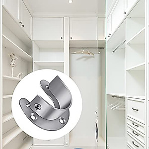 4 Packs Stainless Steel Wardrobe Bracket U-Shaped Rod Socket Flange 1-1/4" Diameter Heavy Duty Closet Rod Brackets End Supports for Closet Rod with Screws (Silver)