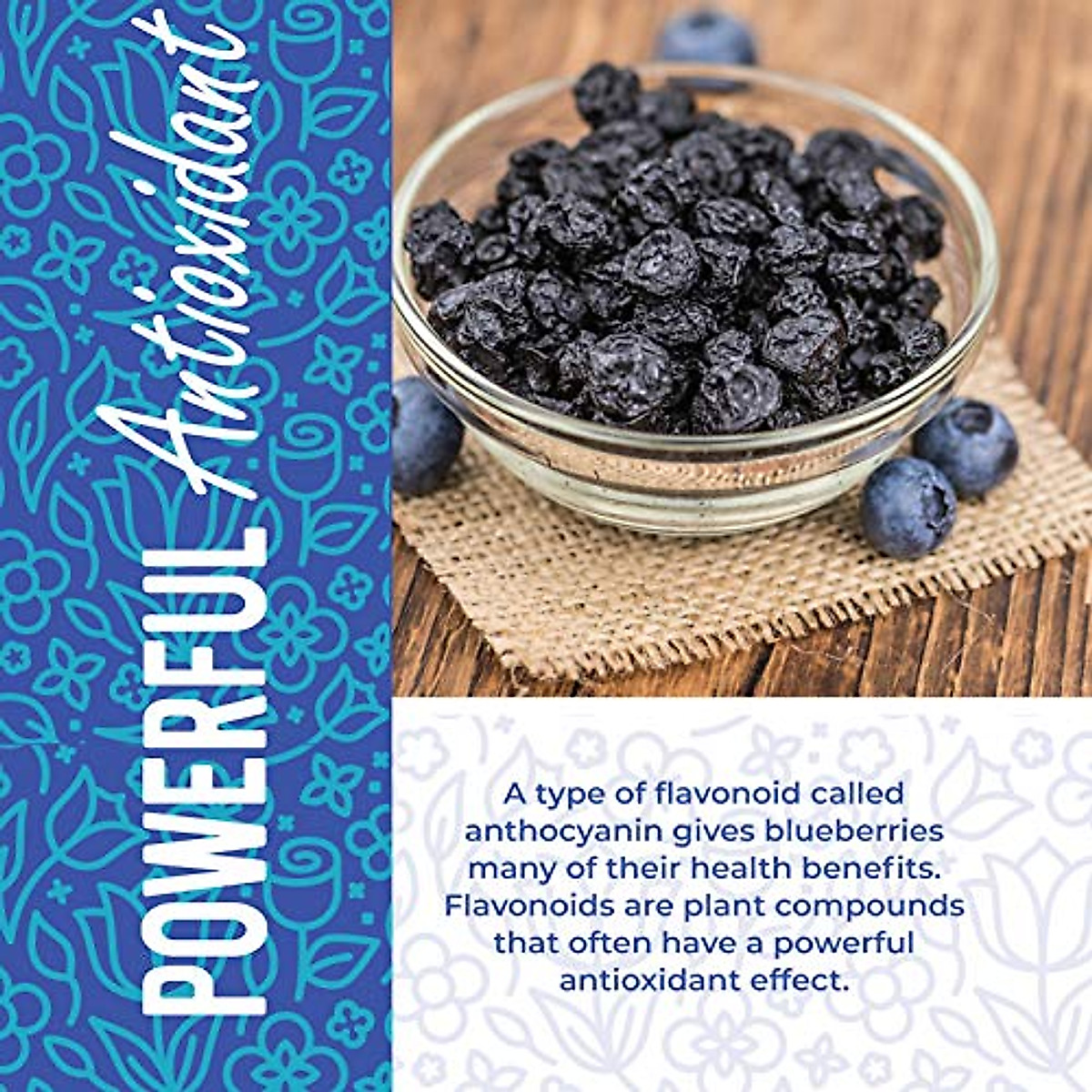 Whole Dried Blueberries, No Sugar Added, Bulk, Dehydrated, Dried Unsweetened Blueberries, All Natural, Non-GMO, 1 Pound. - 16 oz.