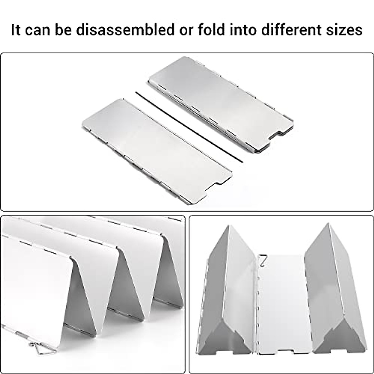 Camping Stove Windscreen, Ohuhu Camp Stove Windscreen 10 Plates Aluminum Folding Portable Camping Stove Windshield Burner Stove with Carry Bag, for Camping Picnic, Backpacking, Cooking