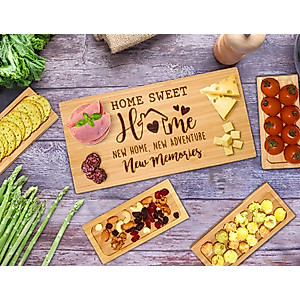 CryCarrot Housewarming Gift for New Home, Home Sweet Home Cheese Board Gifts, New Apartment New House Owner Gift, Party Charcuterie Cheese Board And Serving Platter Trays Gift Set of 5