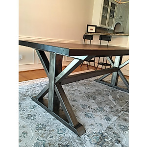 Walnut and Metal Trestle Table