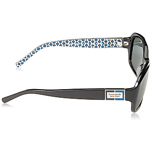 Kate Spade New York Women's Annika Rectangular Sunglasses, Black & Blue/Gray Polarized, 57 mm