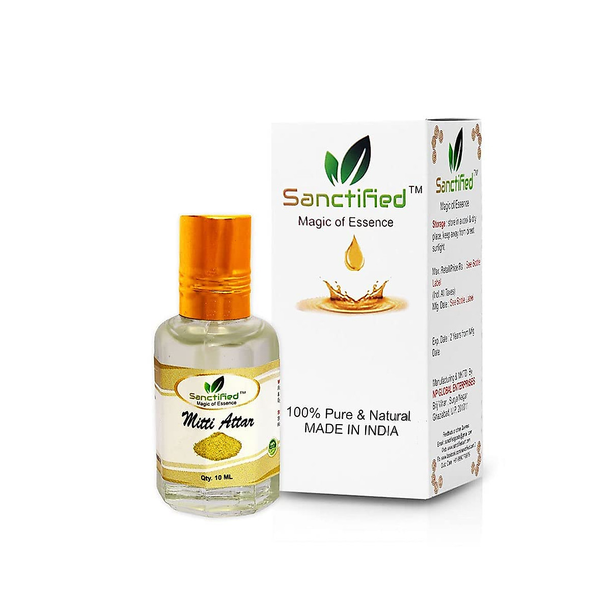 SANCTIFIED Mitti Attar Perfume Natural Long Lasting Non-Alcoholic (10 Ml), Mitti Ittar (Scent Of Rain)