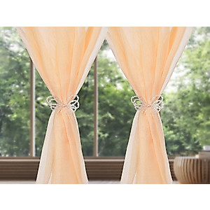 SUQ I OME 2 Pack of Handmade Sparkling Crystal Beaded Magnetic Curtain Tiebacks with Butterfly,Wedding Curtain Buckle Drapery Holder Girl's Room Decorations